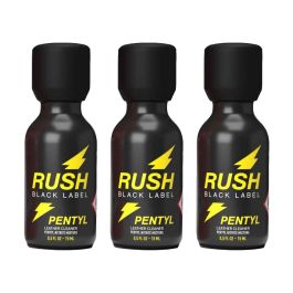 3 bottles Rush Black Label Pentyl Poppers - 15ml - 3 Pack