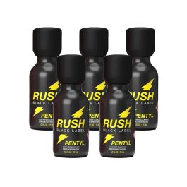 5 bottles of Rush Black Label Pentyl Poppers - 15ml
